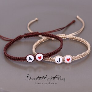 Set of 2 Custom Initial Couple Bracelets | Personalized Partners ...