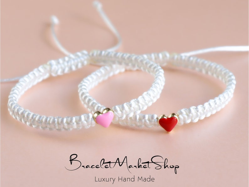 Set of 2 Personalized Matching Bracelets With Colorful Heart - Etsy