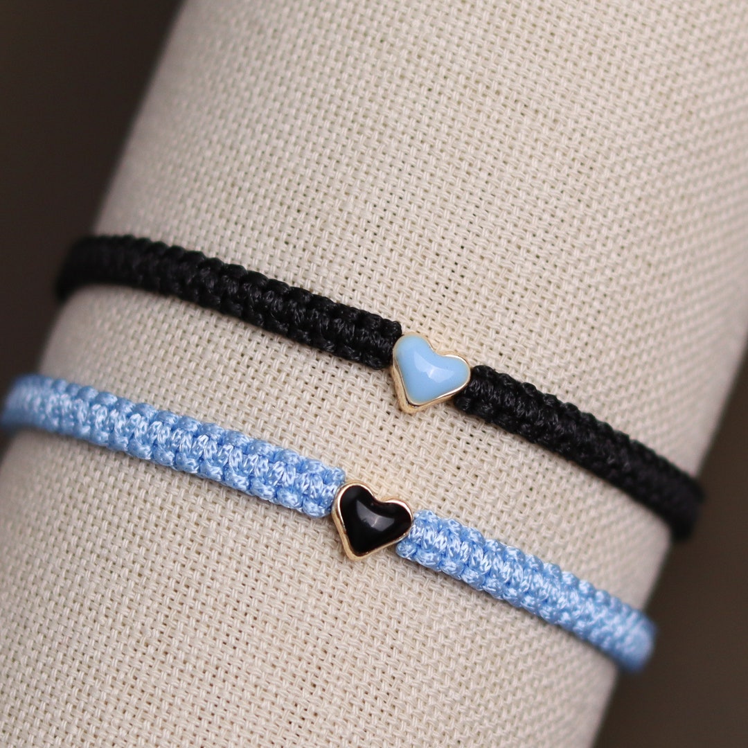Set of 2 Colorful Heart Beaded Matching Bracelets | custom Friendships ...