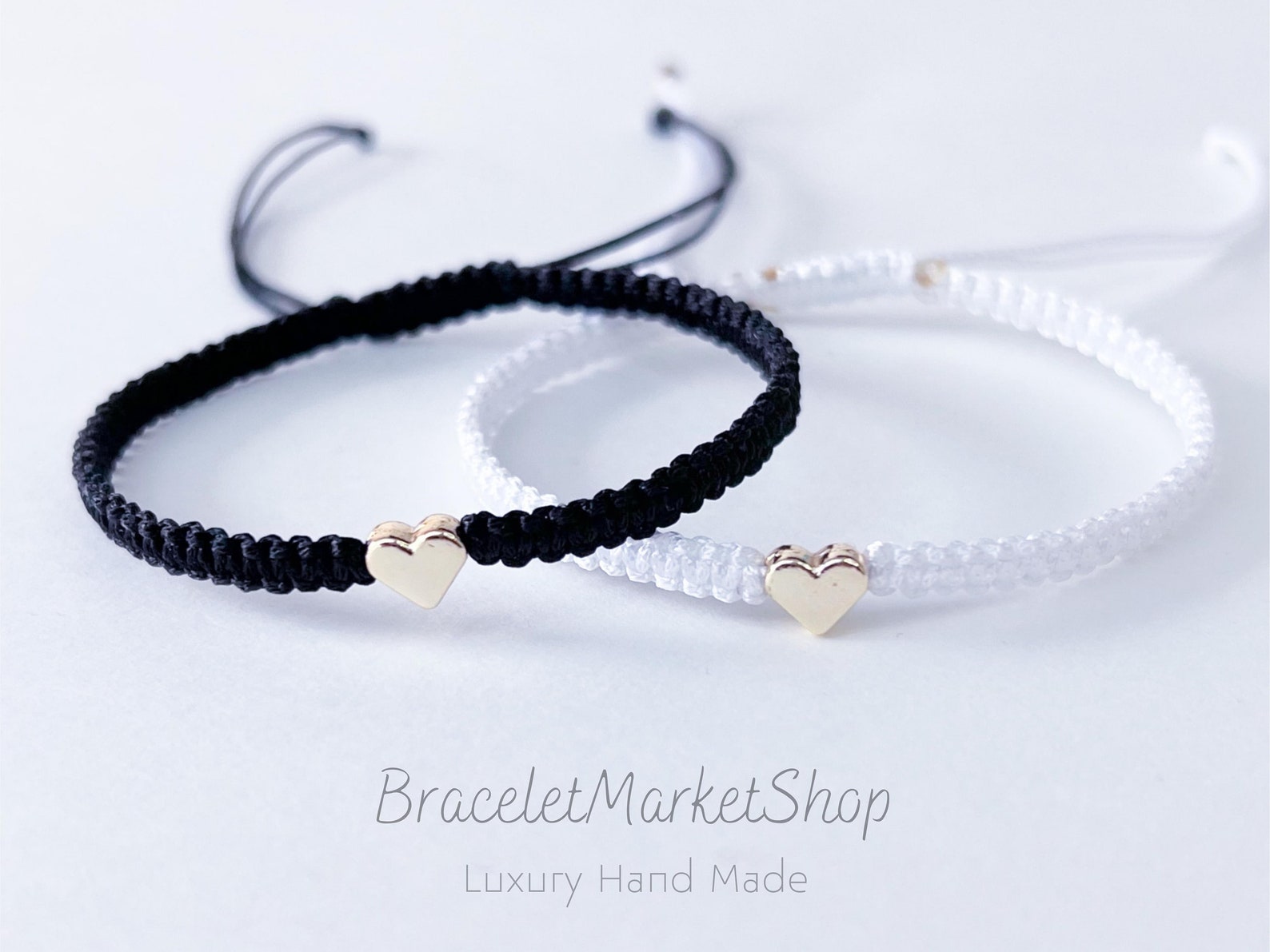 Set of 2 Custom Couple Bracelets Personalized Gold Heart - Etsy