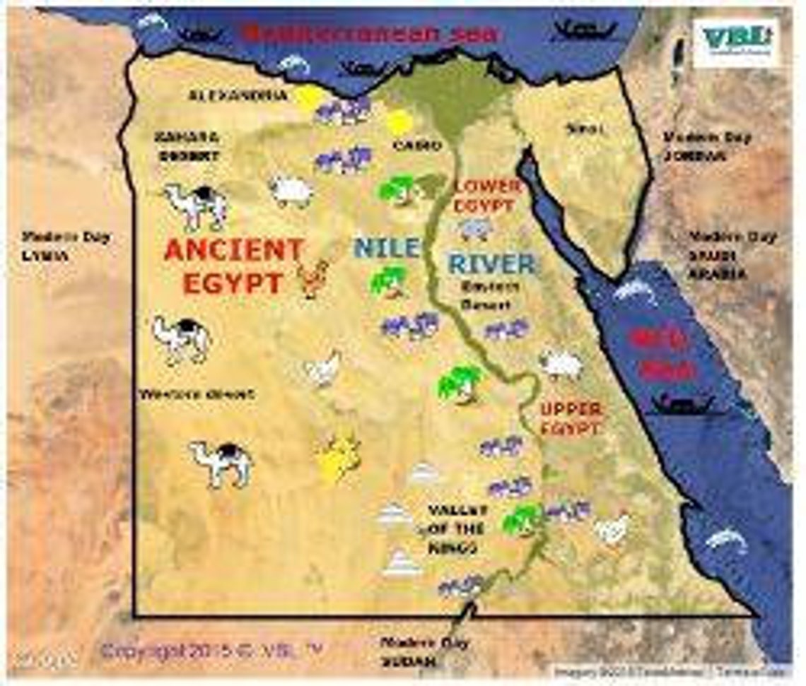 Ancient Egypt Study Guide and Map of Ancient Egypt (english and Spanish ...