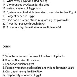 Ancient Egypt Study Guide and Large Map of Ancient Egypt english - Etsy
