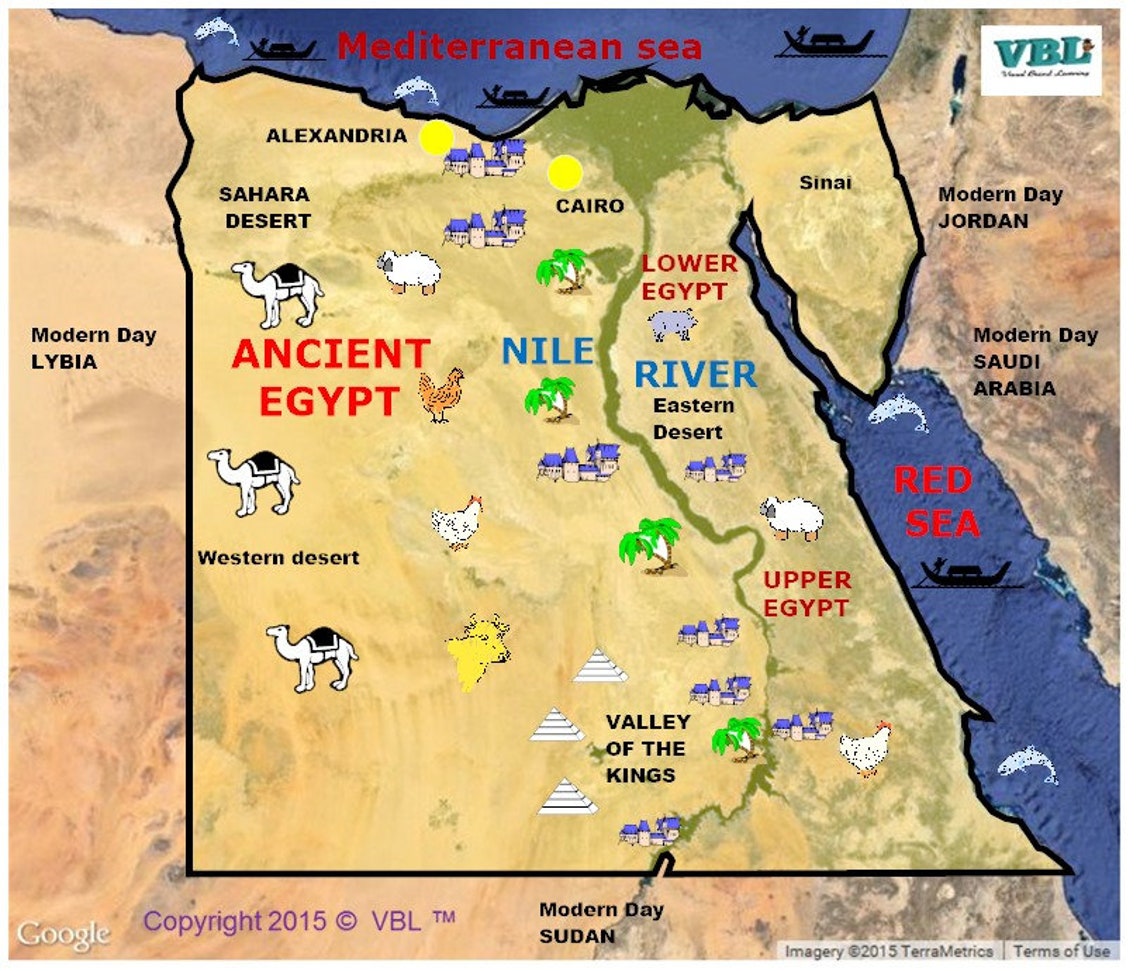 Ancient Egypt Study Guide and Large Map of Ancient Egypt english - Etsy