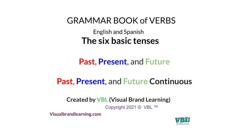 English and Spanish Grammar Book of Verbs (english and Spanish) - Etsy