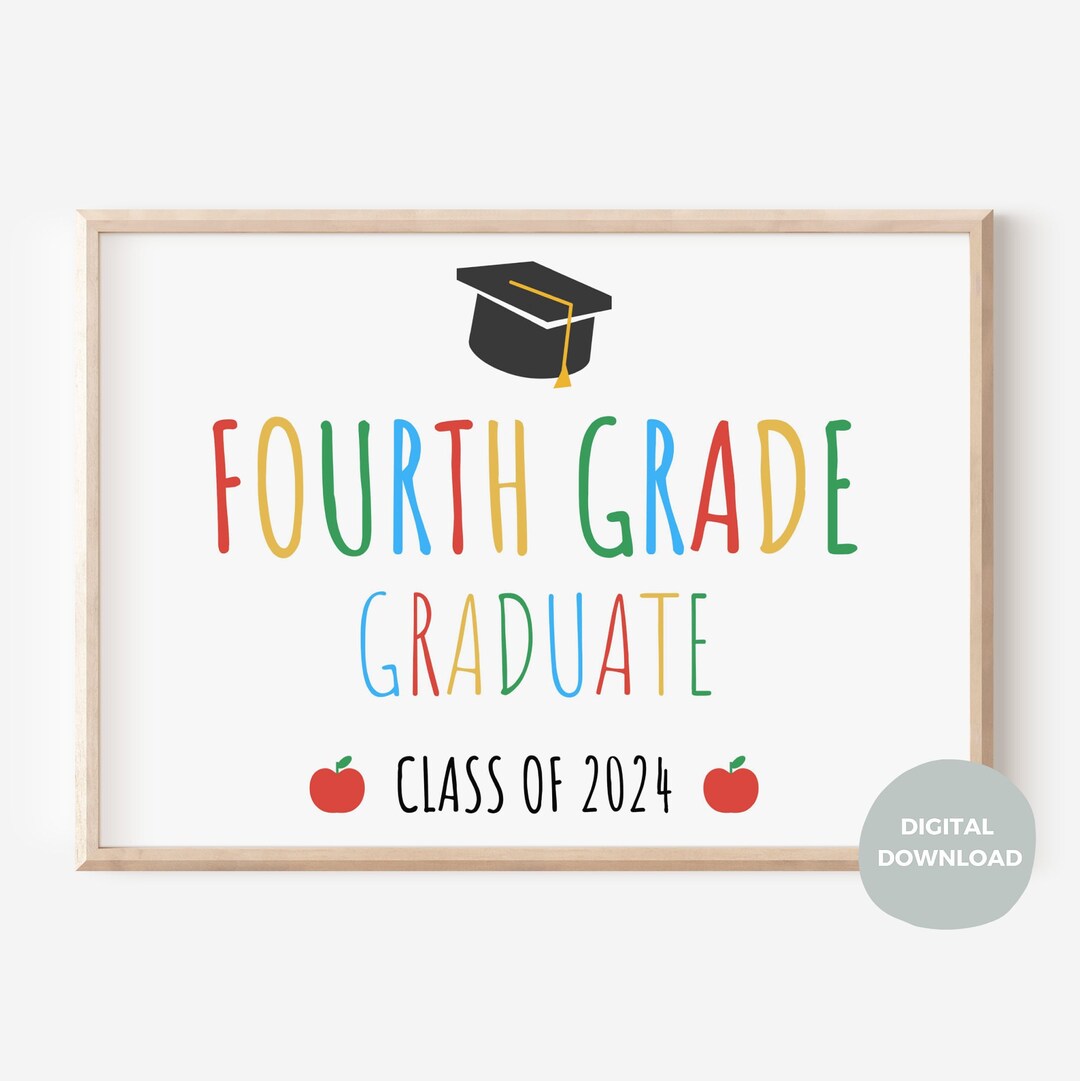 Last Day of Fourth Grade Printable Sign, Instant Download Photo Prop ...