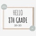 Hello 8th Grade Printable Sign, 8x10 Inch, A4, 1st Day of Eighth Grade ...