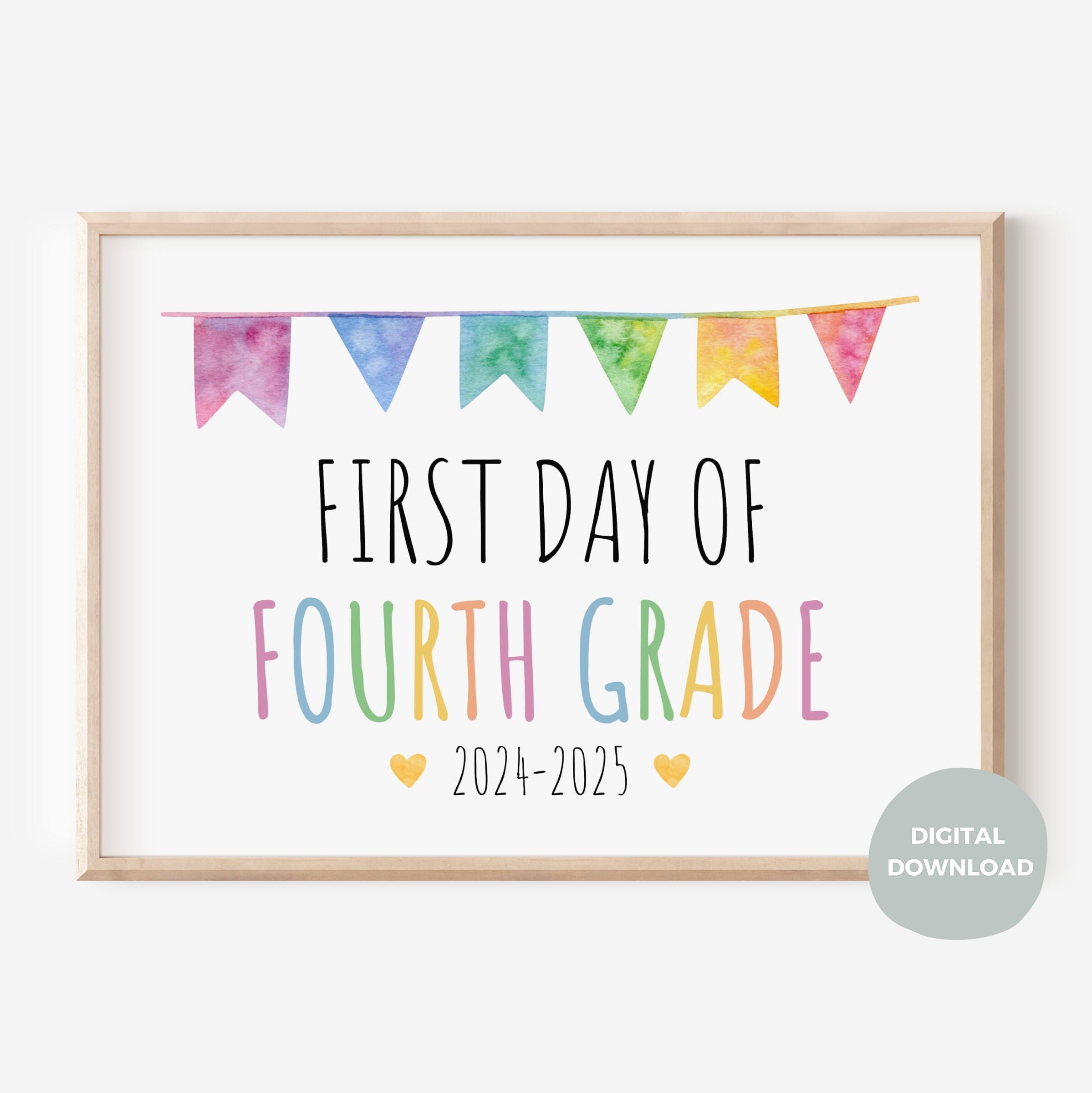 First Day of 4th Grade Printable Sign, 8x10 Inch, A4, 1st Day of Fourth ...