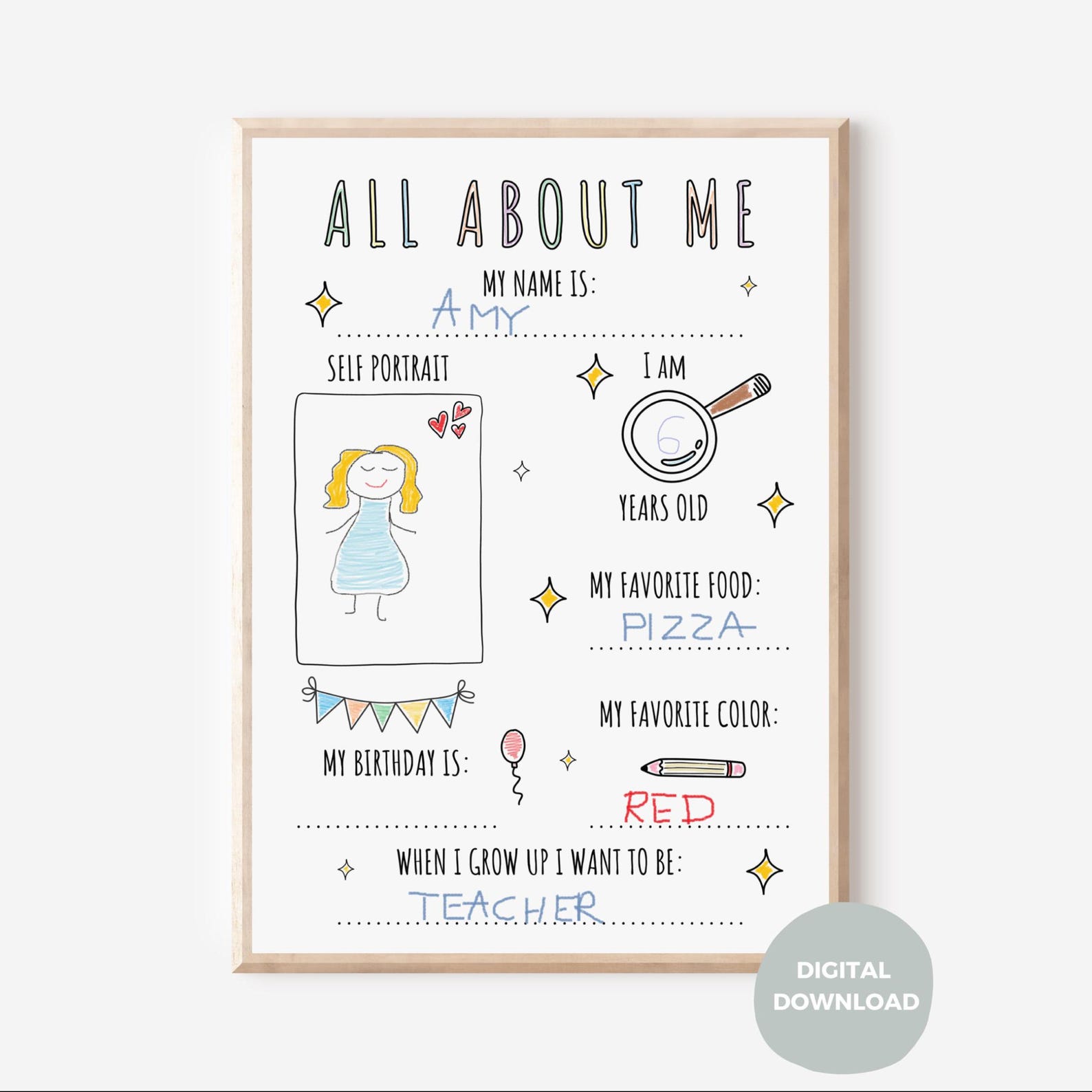 All About Me Printable Poster, Back to School Get to Know Me ...