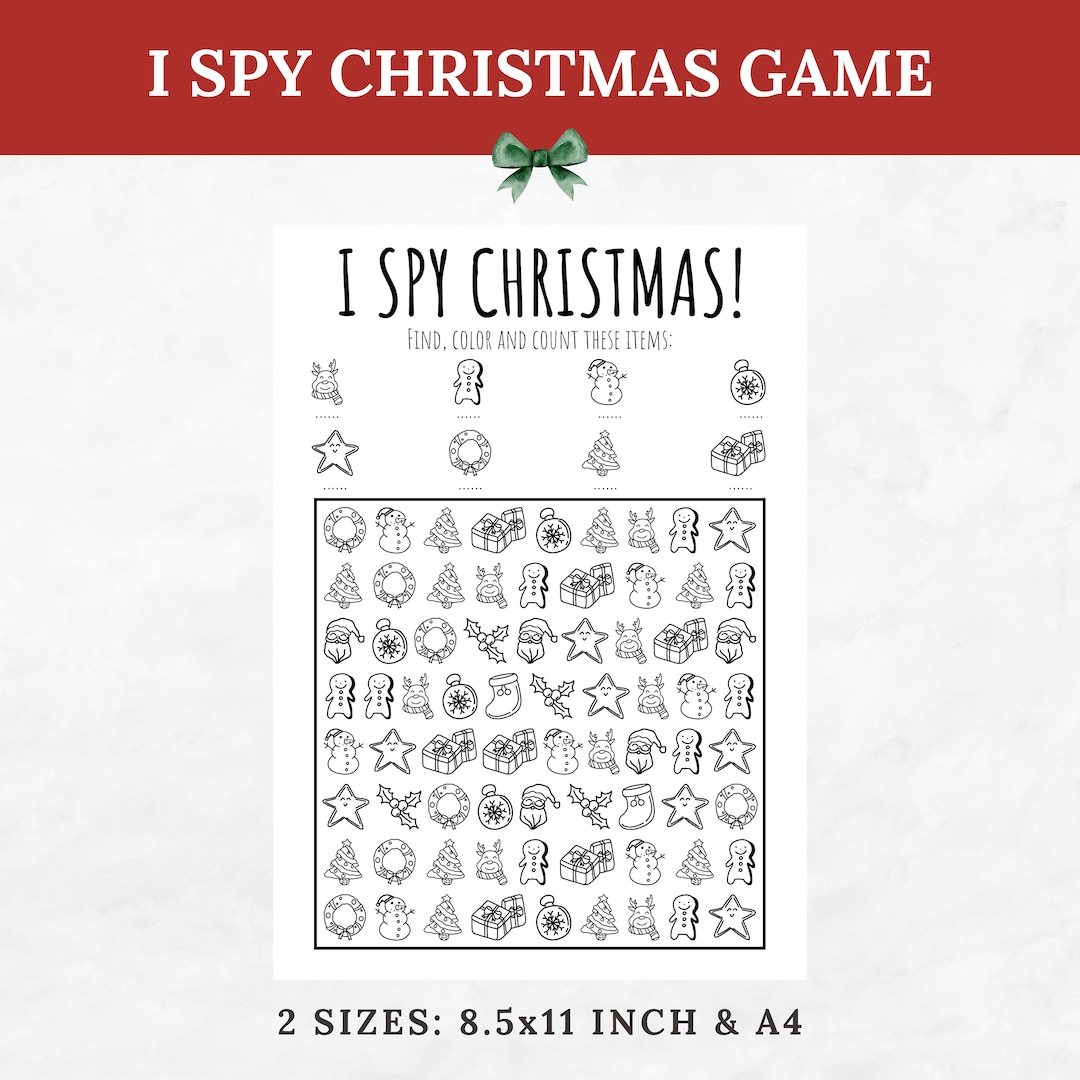 Buy I SPY Christmas Printable Coloring Page, Holiday Game for Kids, Spy ...