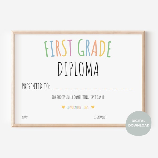 1st Grade Graduation Certificate - Etsy