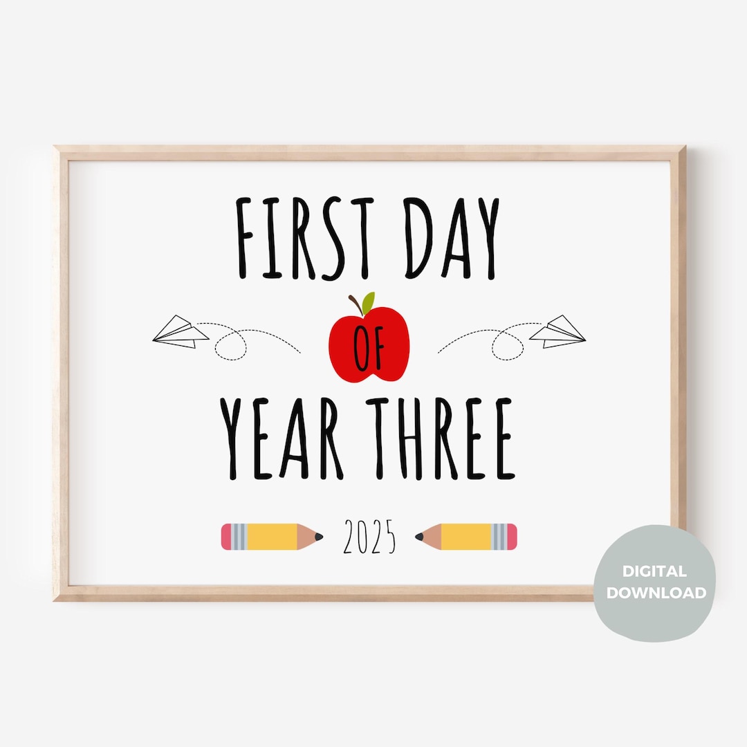 First Day of Year Three Printable Sign, 1st Day of Year 3 Photo Prop ...