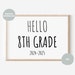 Hello 8th Grade Printable Sign, 8x10 Inch, A4, 1st Day of Eighth Grade ...