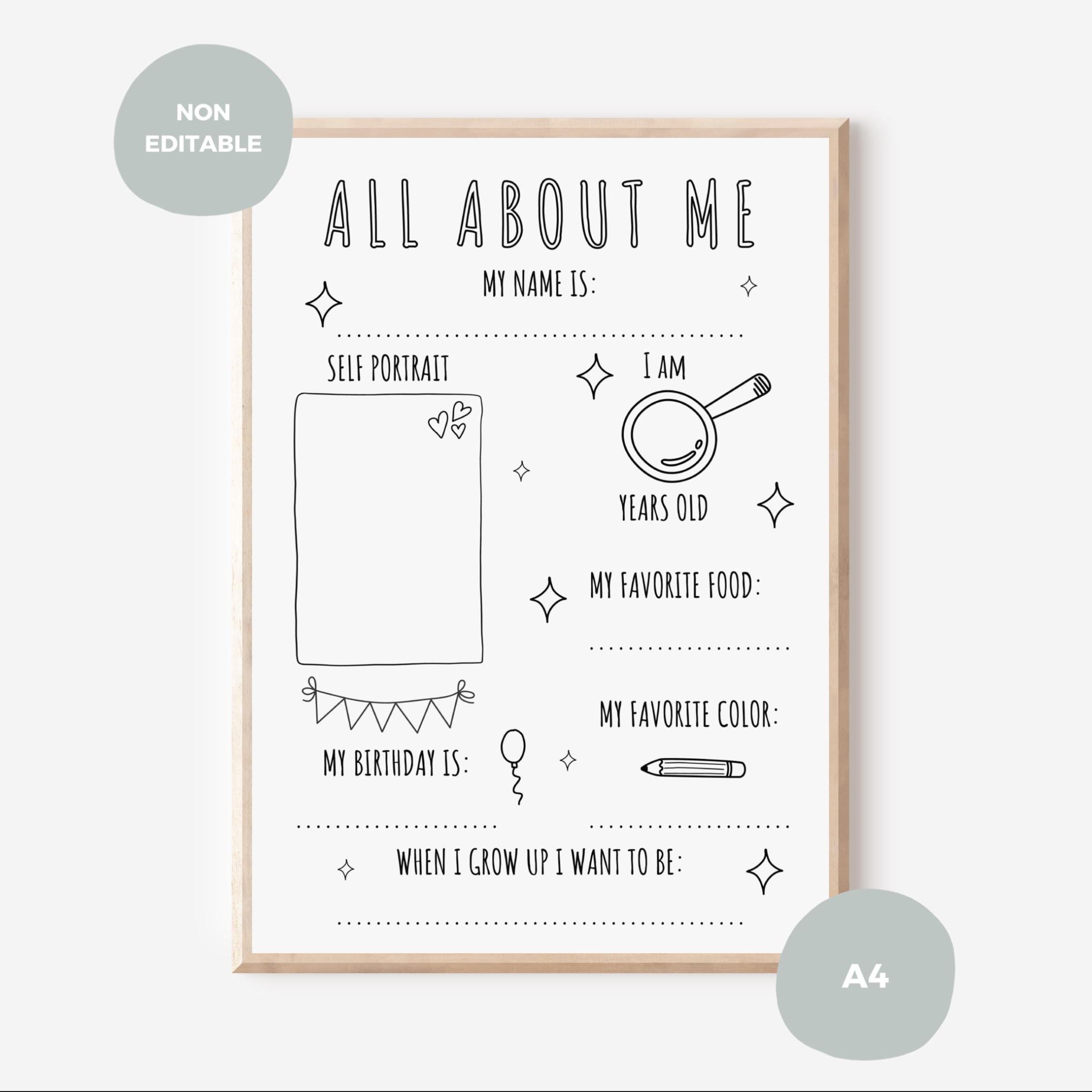 All About Me Printable Poster, Back to School Get to Know Me ...