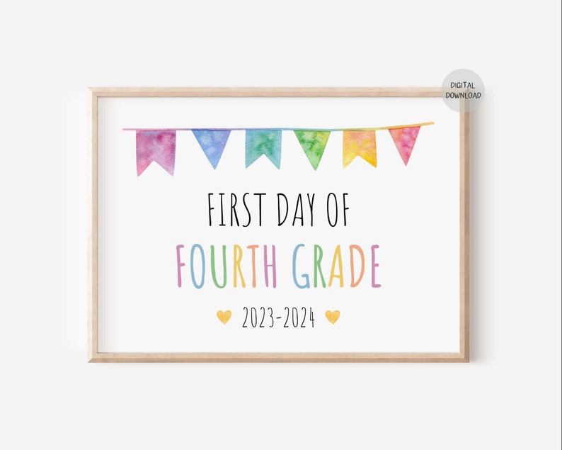First Day of 4th Grade Printable Sign 8x10 Inch A4 1st Day - Etsy