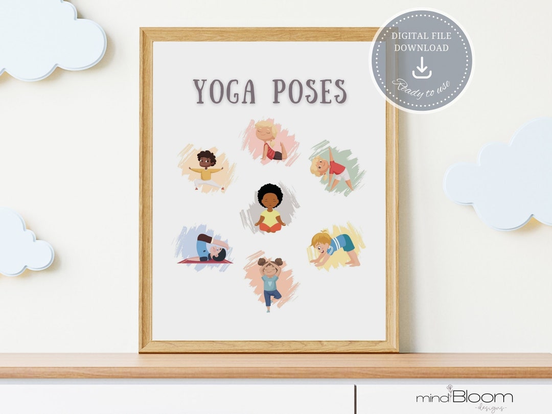Yoga Poses Poster, Anxiety Relief for Kids, Calm Down Corner, Calming ...