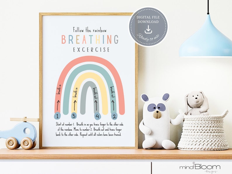 Breathing Exercise for Kids, Anxiety Relief Posters, Calming Corner ...