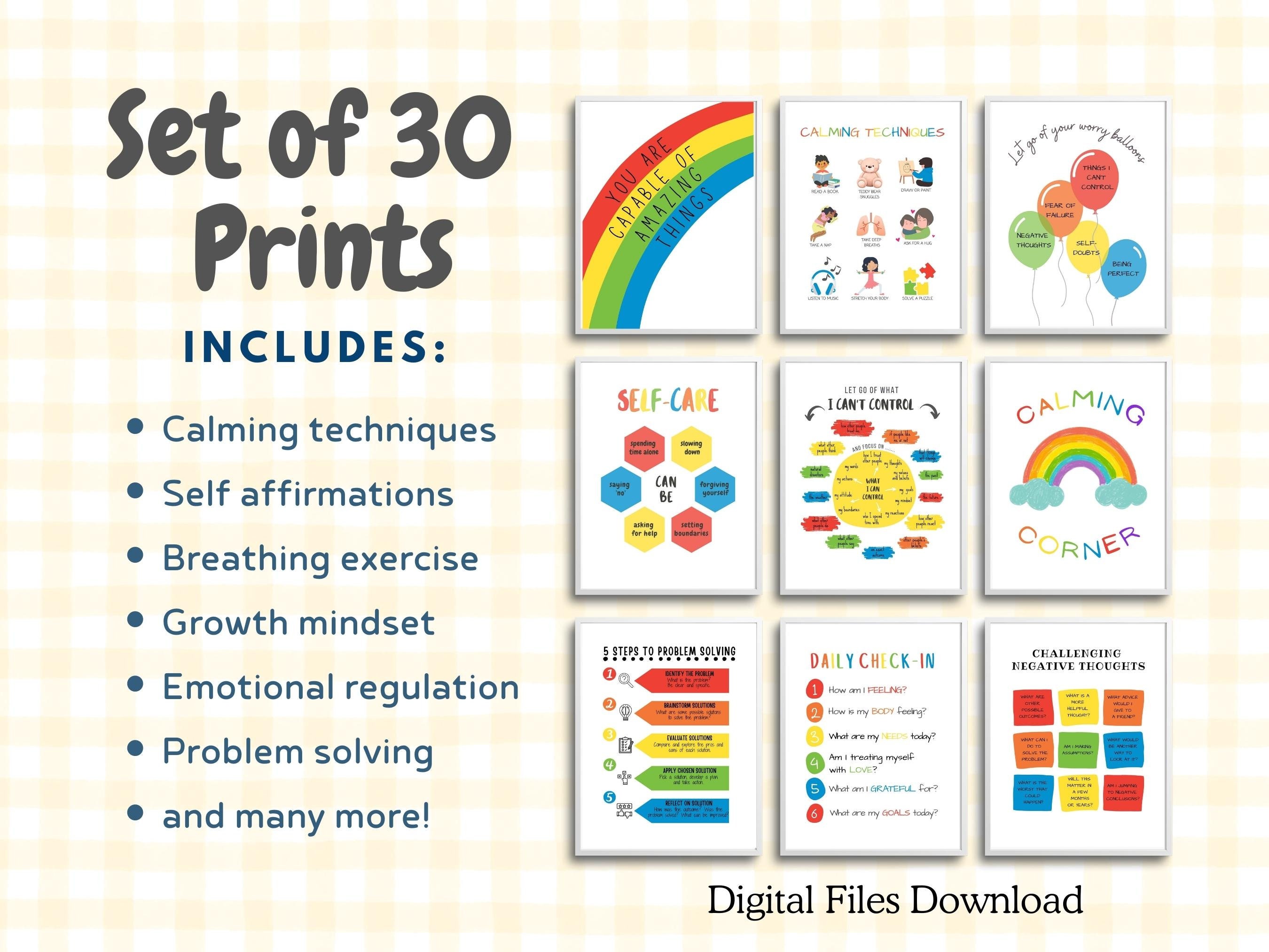 30 Calming Corner, Calm Down Printable, Classroom Rainbow Wall Art ...