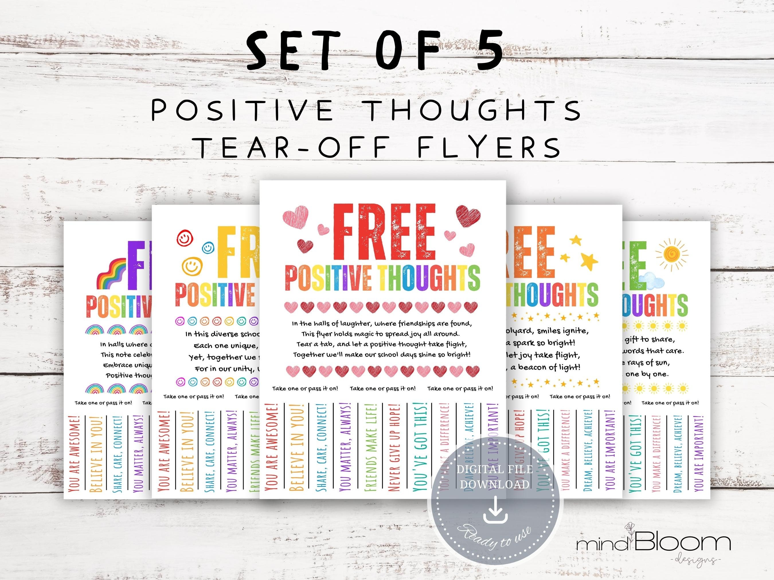 School Counselor Door Sign, Positive Thoughts Tear off Flyer, Therapy ...