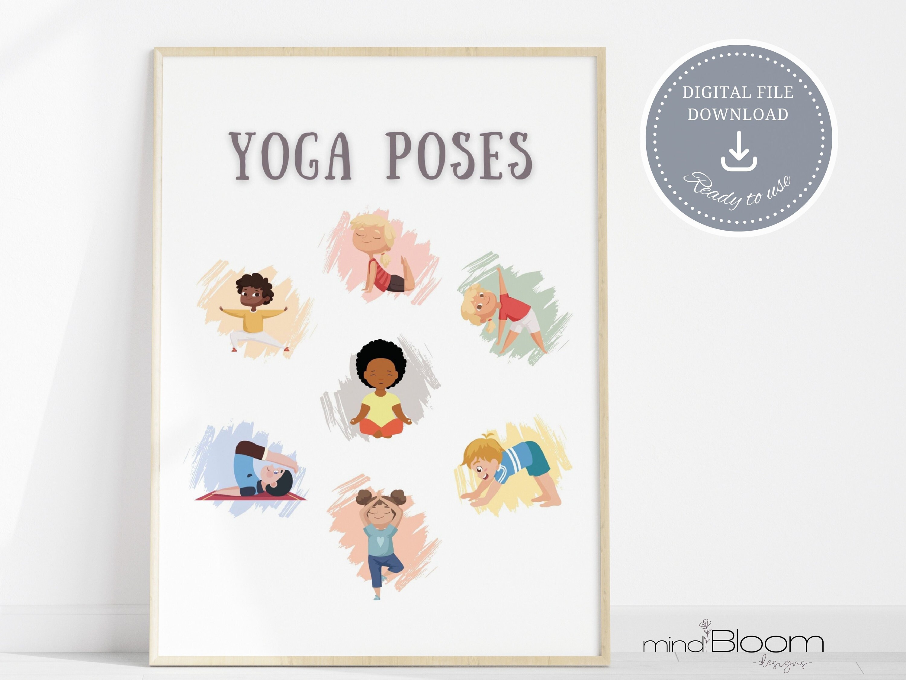 Yoga Poses Poster, Anxiety Relief for Kids, Calm Down Corner, Calming ...