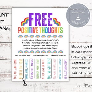 School Counselor Door Sign, Positive Thoughts Tear off Flyer, Therapy ...