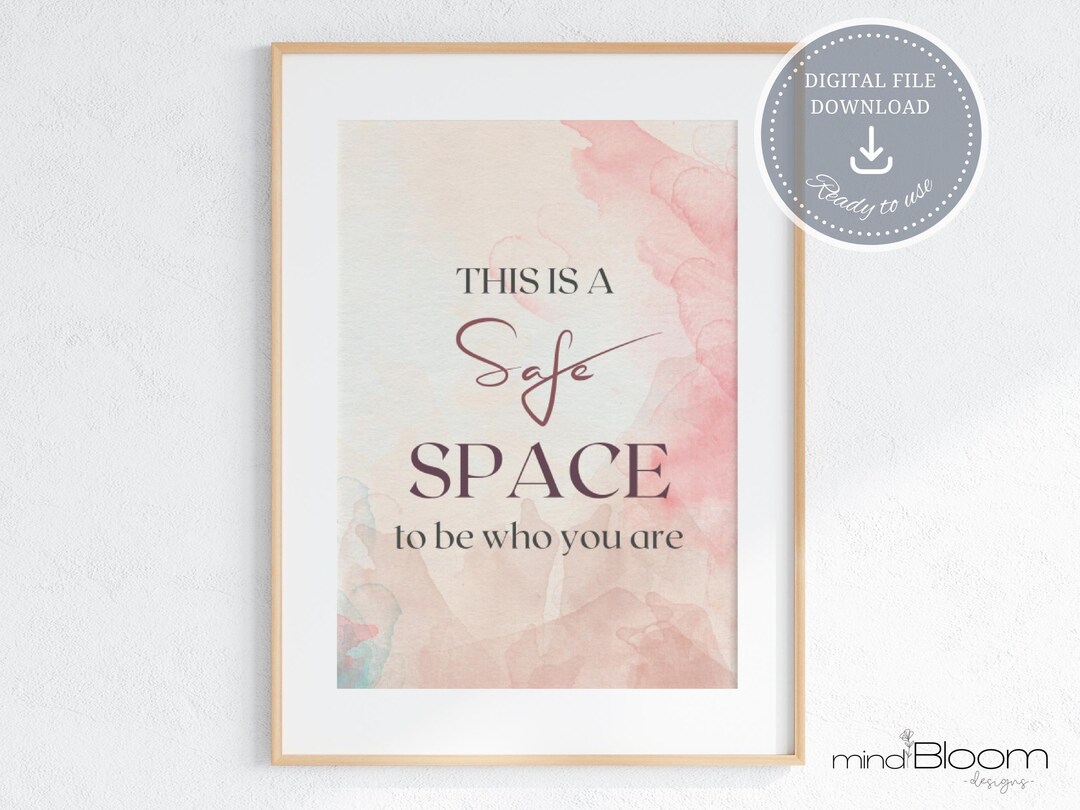 Safe Space, Calming Pink Therapy Office Decor, Celebrate Diversity ...