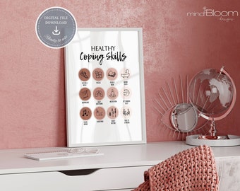 Healthy Coping Skills Poster Therapy Office Decor School - Etsy