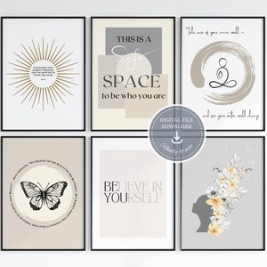 Neutral Therapy Office Decor, Set of 12, Therapist Poster Bundle ...