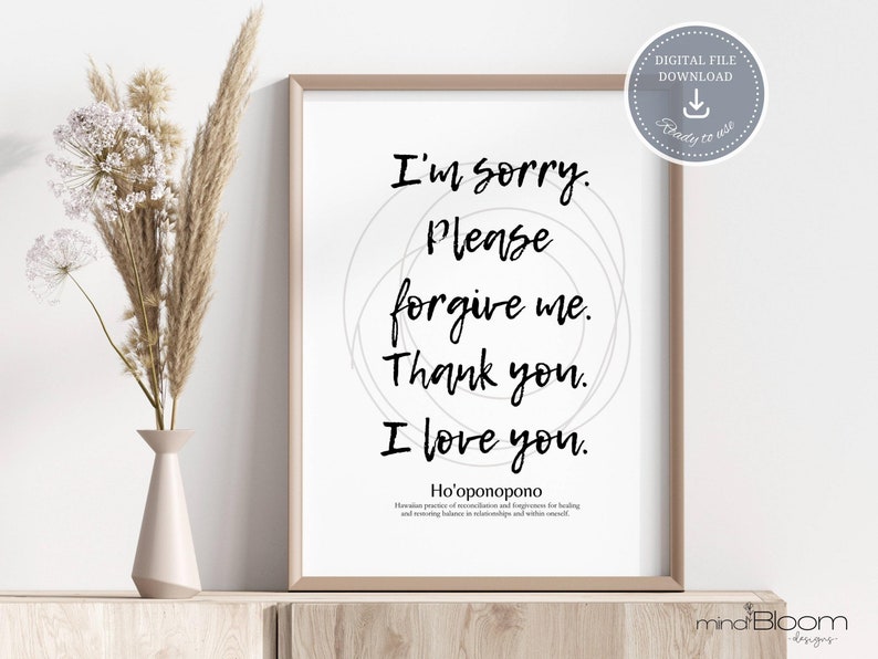 Ho'oponopono Prayer, Hawaiian Prayer, Meditation Decor, Mantra Quote, I ...