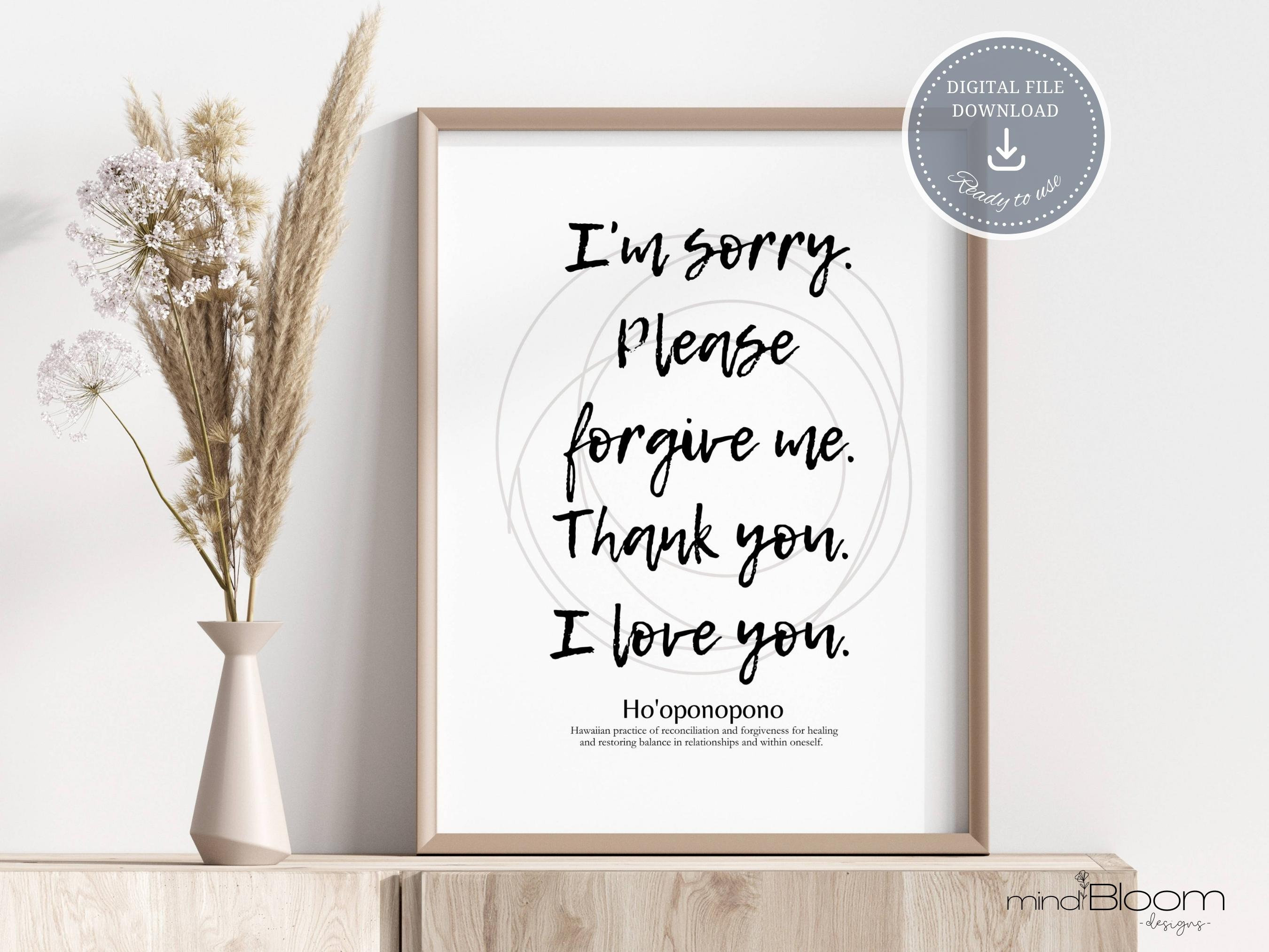 Ho'oponopono Prayer, Hawaiian Prayer, Meditation Decor, Mantra Quote, I ...