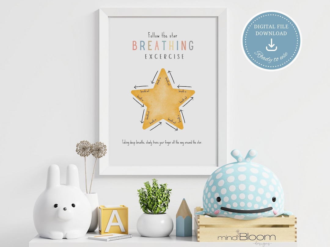 Mindfulness Breathing for Kids, Breathing Exercise Posters, Calming ...