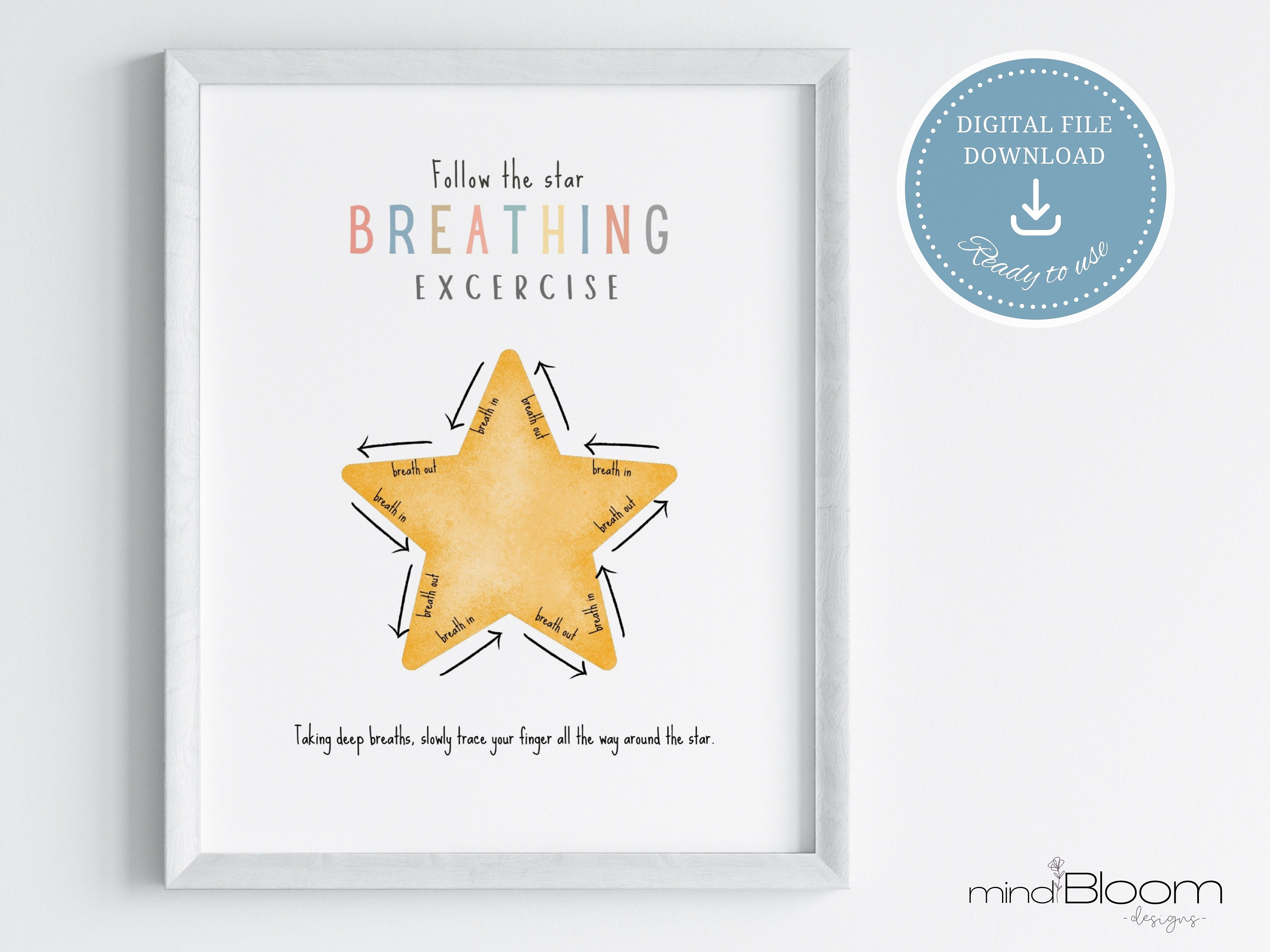 Set of 6 Mindfulness Breathing for Kids, Breathing Exercise, Grounding ...