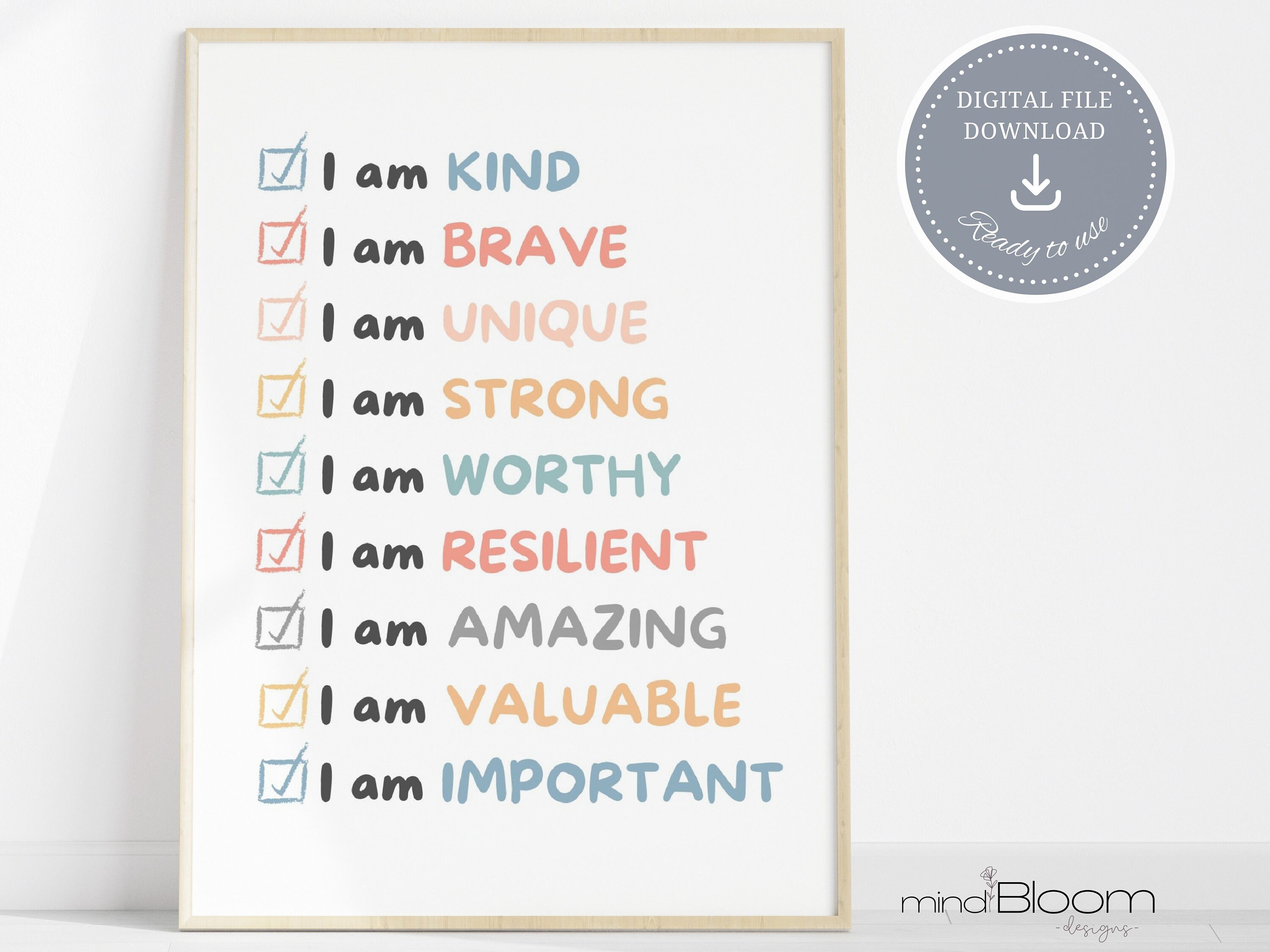Affirmations Poster for Kids Classroom Decor I Am Worthy I - Etsy Canada