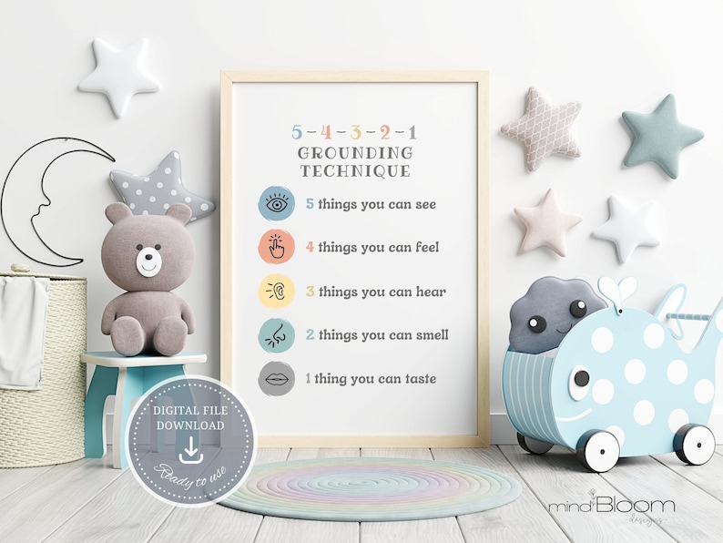 54321 Grounding Technique Poster Coping Skills Therapy - Etsy Canada