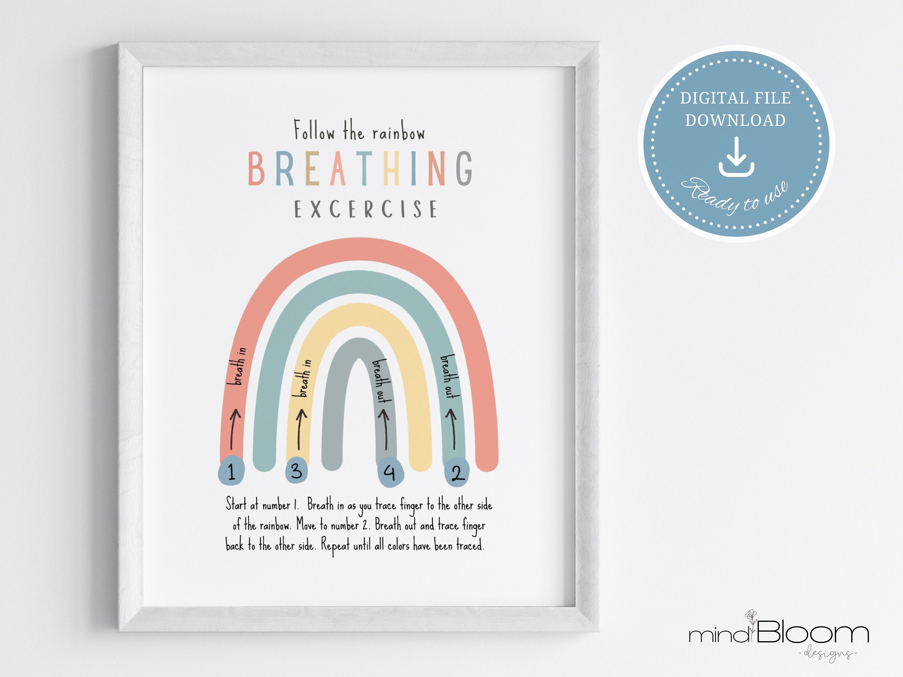 Breathing Exercise for Kids, Anxiety Relief Posters, Calming Corner ...