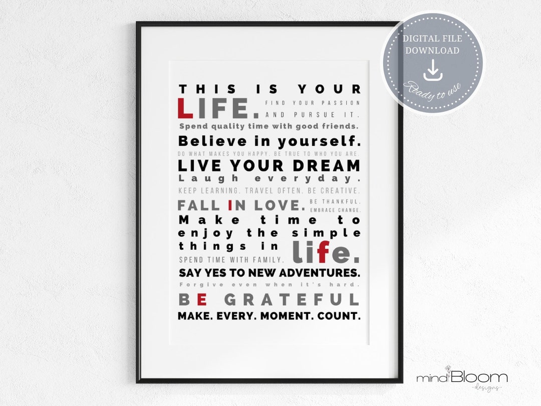 Life Manifesto Poster, Therapy Office Decor, Motivational Inspirational ...