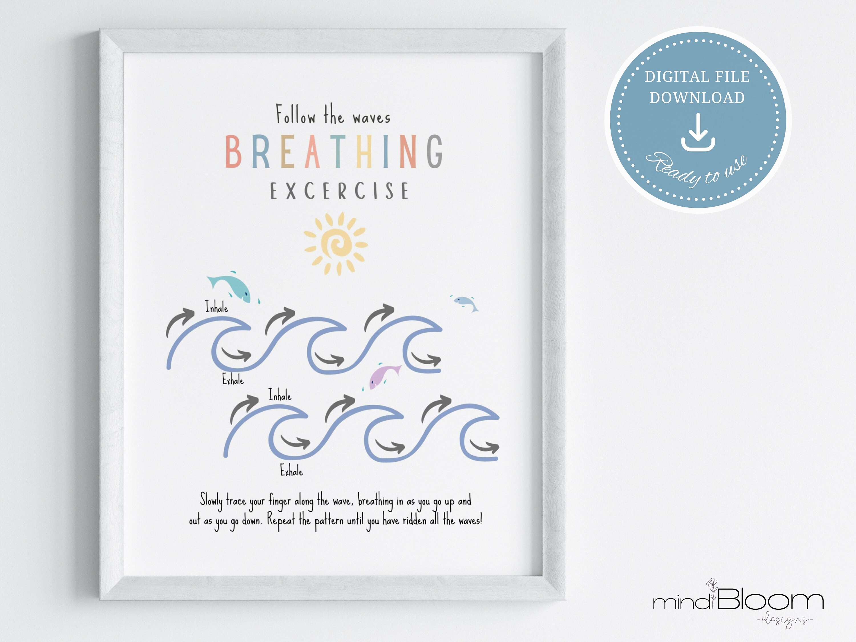 Set of 6 Mindfulness Breathing for Kids, Breathing Exercise, Grounding ...