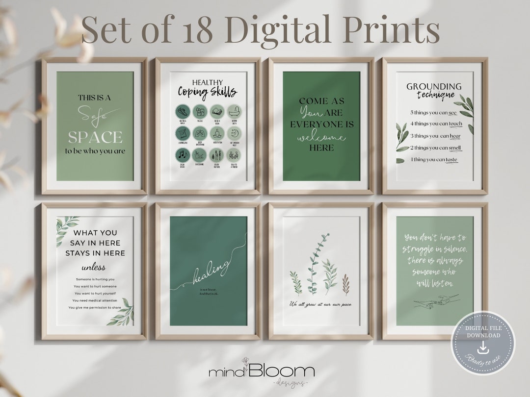 18 Therapist Office Art Decor, Psychologist Print Bundle, Counseling ...