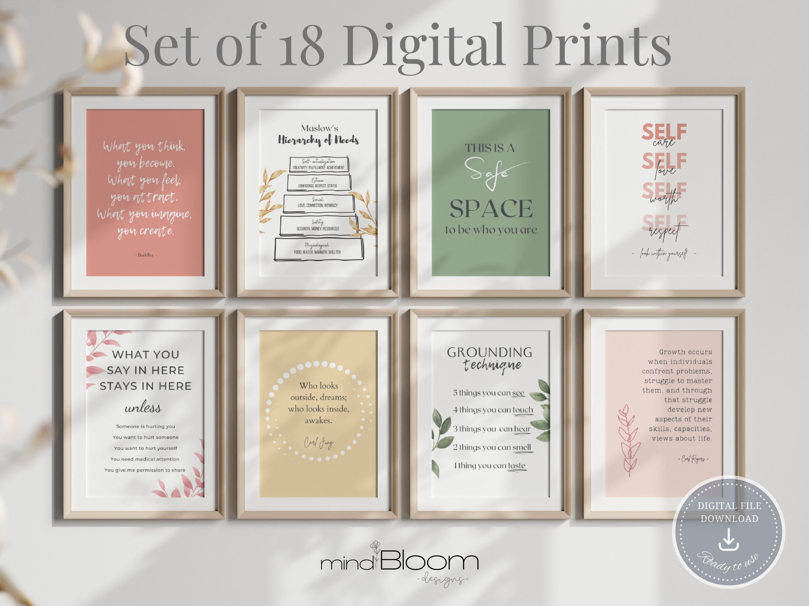 18 Therapist Office Art Decor, Psychologist Print Bundle, Counseling ...
