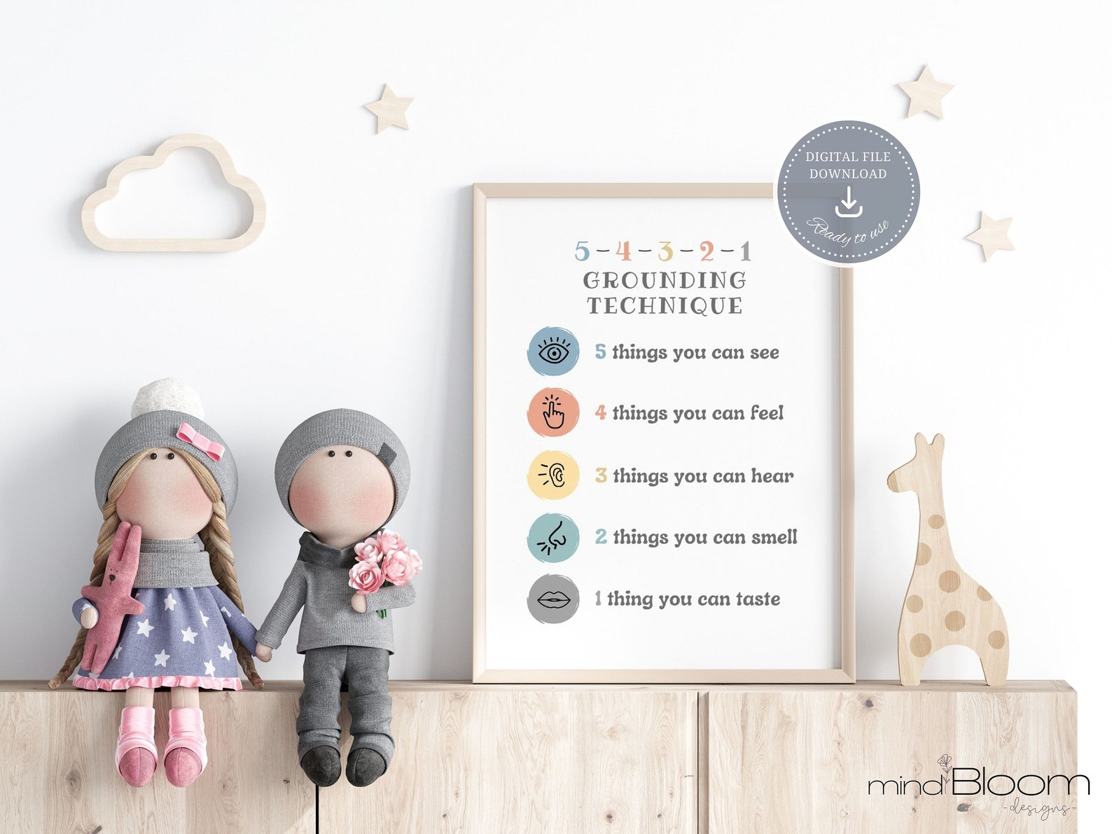 54321 Grounding Technique Poster Coping Skills Therapy - Etsy Canada