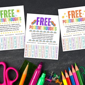 School Counselor Door Sign, Positive Thoughts Tear off Flyer, Therapy ...