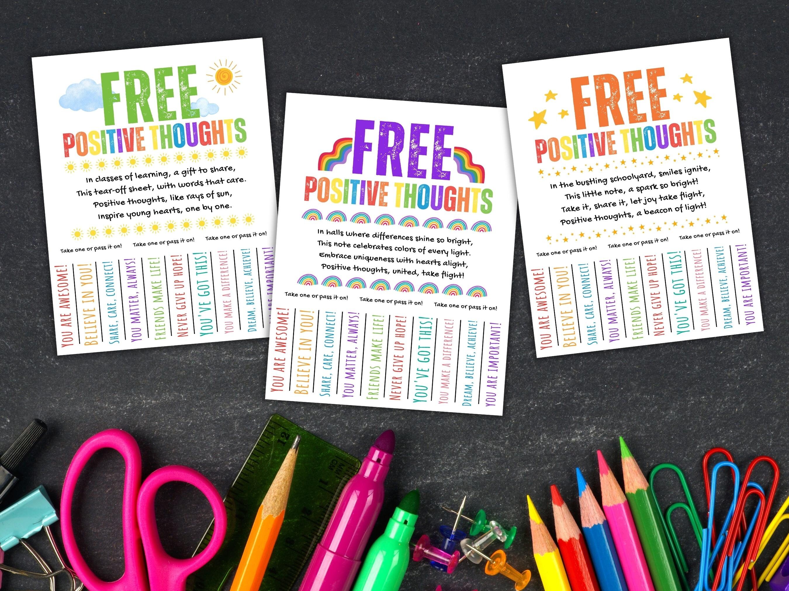 School Counselor Door Sign, Positive Thoughts Tear off Flyer, Therapy ...