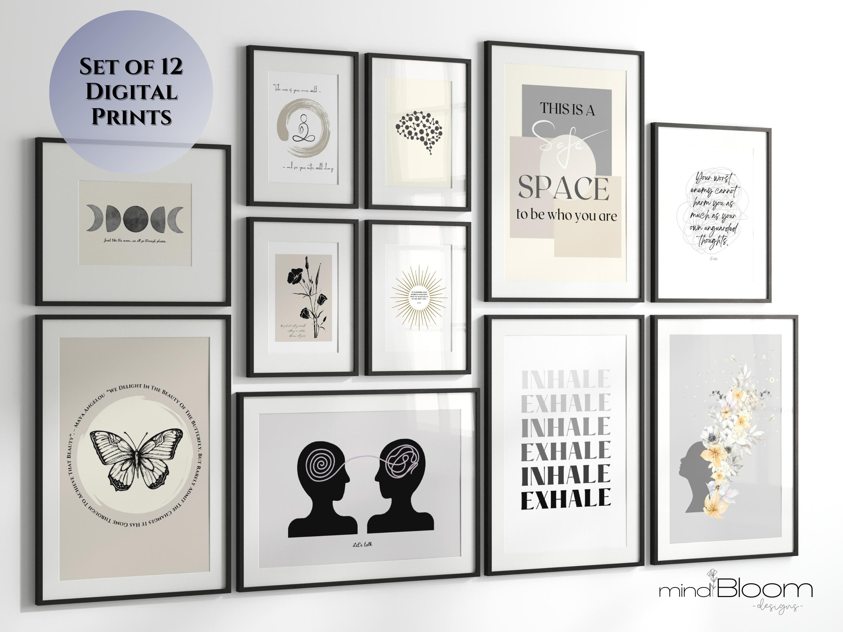 Neutral Therapy Office Decor, Set of 12, Therapist Poster Bundle ...