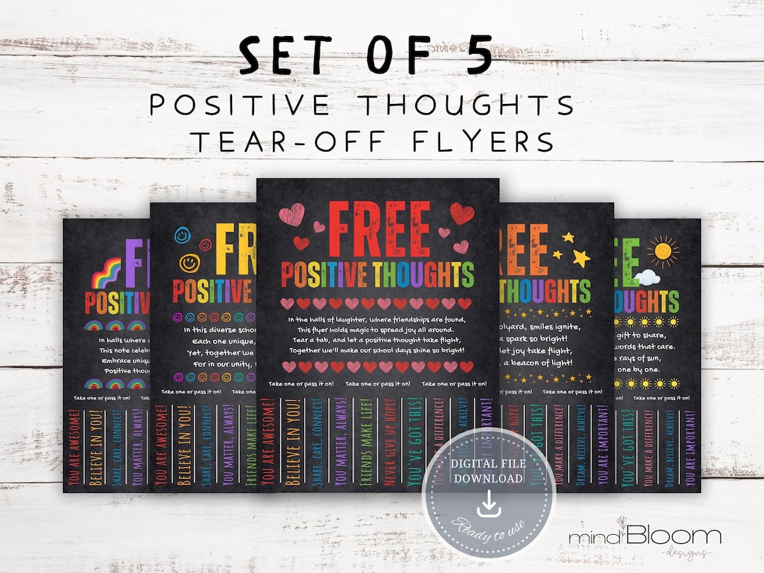 School Counselor Door Sign, Positive Thoughts Tear off Flyer, Therapy ...