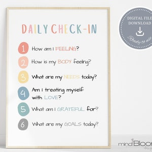 Feelings Check in Poster, Self Care Poster, Mental Health Poster ...
