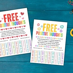 School Counselor Door Sign, Positive Thoughts Tear off Flyer, Therapy ...