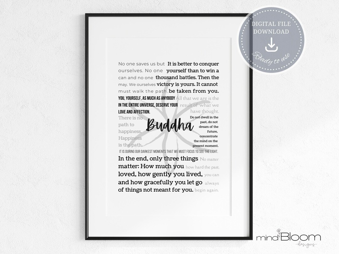 Buddha Quote Print, Printable Buddhism Poster, Calming Bedroom Wall ...
