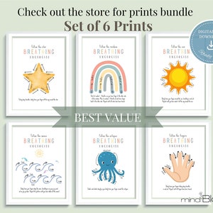 Mindfulness Breathing for Kids, Breathing Exercise Posters, Calming ...