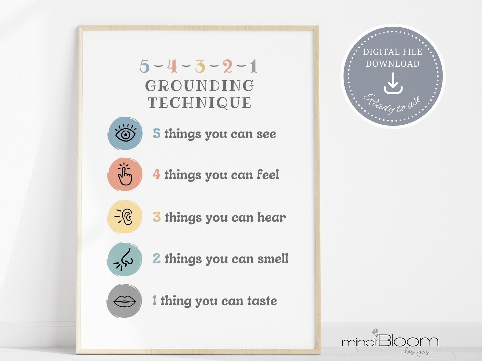 54321 Grounding Technique Poster Coping Skills Therapy - Etsy Canada
