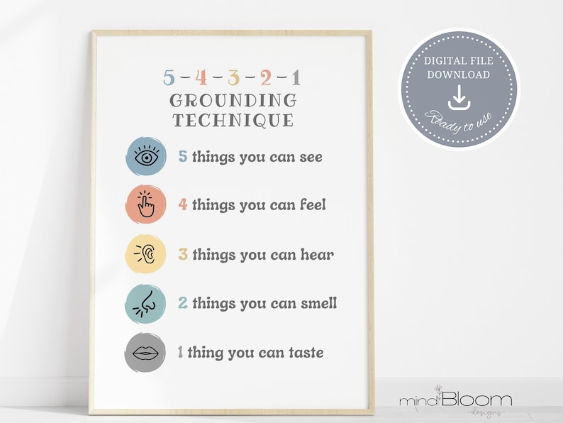 54321 Grounding Technique Poster Coping Skills Therapy - Etsy Canada