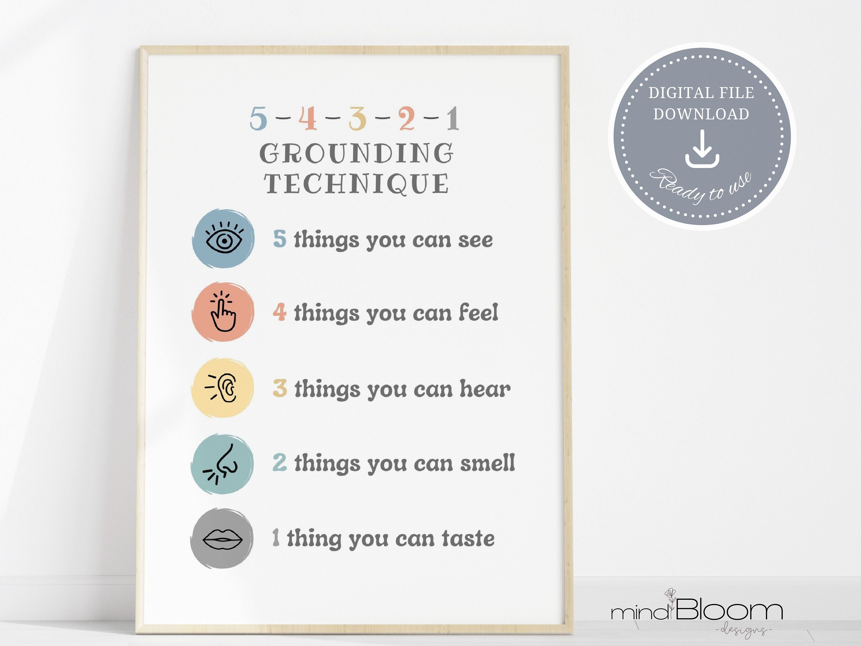 54321 Grounding Technique Poster Coping Skills Therapy - Etsy Canada
